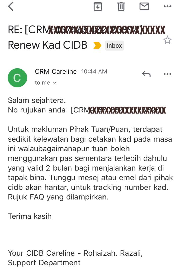Kad Baru CIDB. Persoalan Terjawab! – JMR23